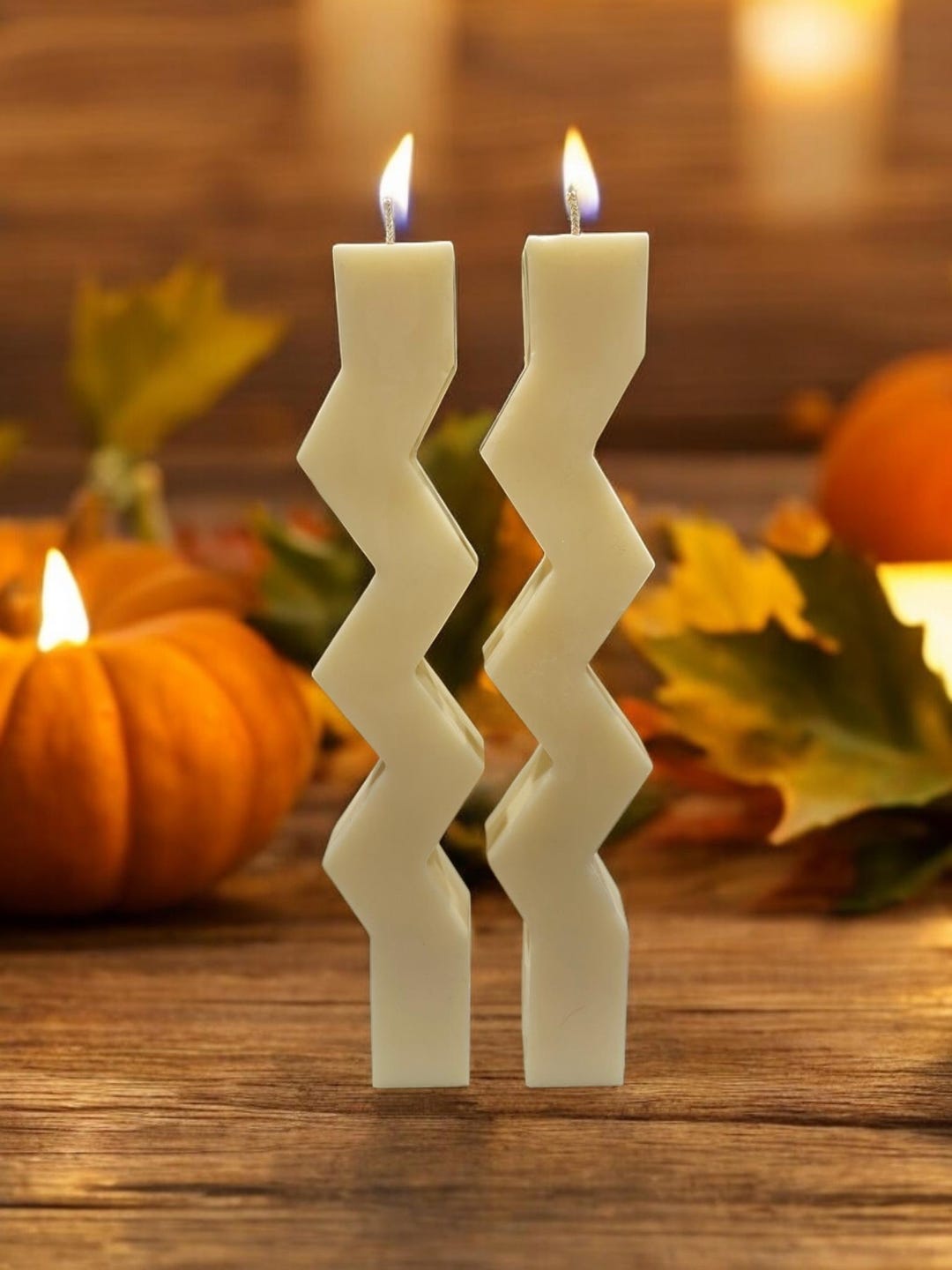 Set of 2 Wave Scented Pillar Candles – Natural Soy Wax | Essential Oil ...