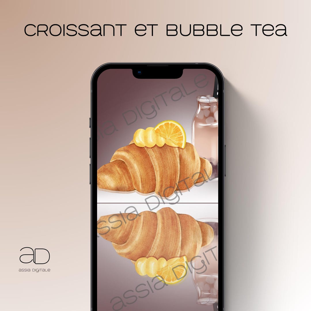 Bubble Tea Croissants Phone Wallpaper / Theme - Etsy