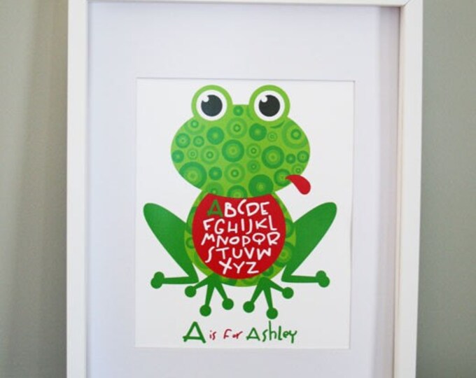 Frog Baby Nursery Art, Personalized, Alphabet Print, Baby Shower Gift ...