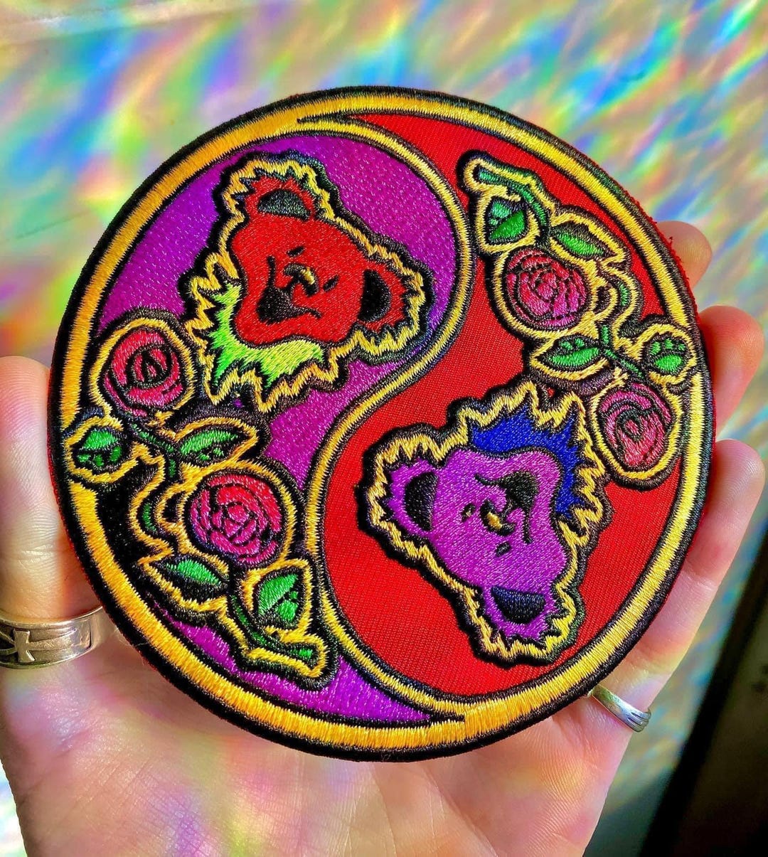 Dancing Bears Yin and Yang Grateful Dead Patch Iron on Embroidered ...