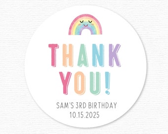 Pastel Rainbow Thank You Stickers - Etsy