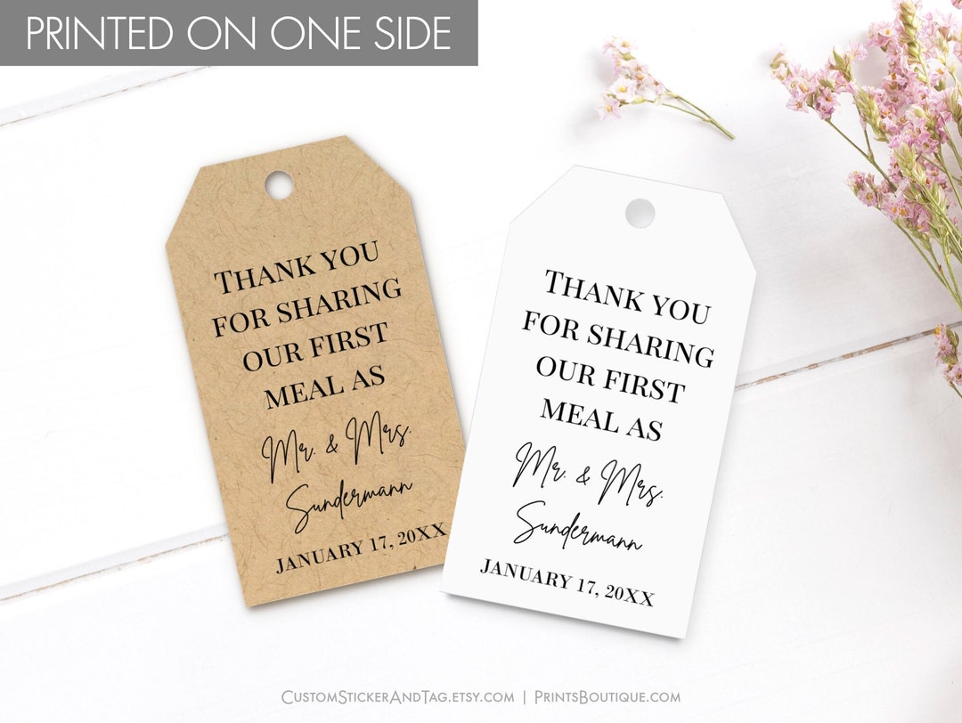 Thank You for Sharing Our First Meal as Mr and Mrs, Personalized ...