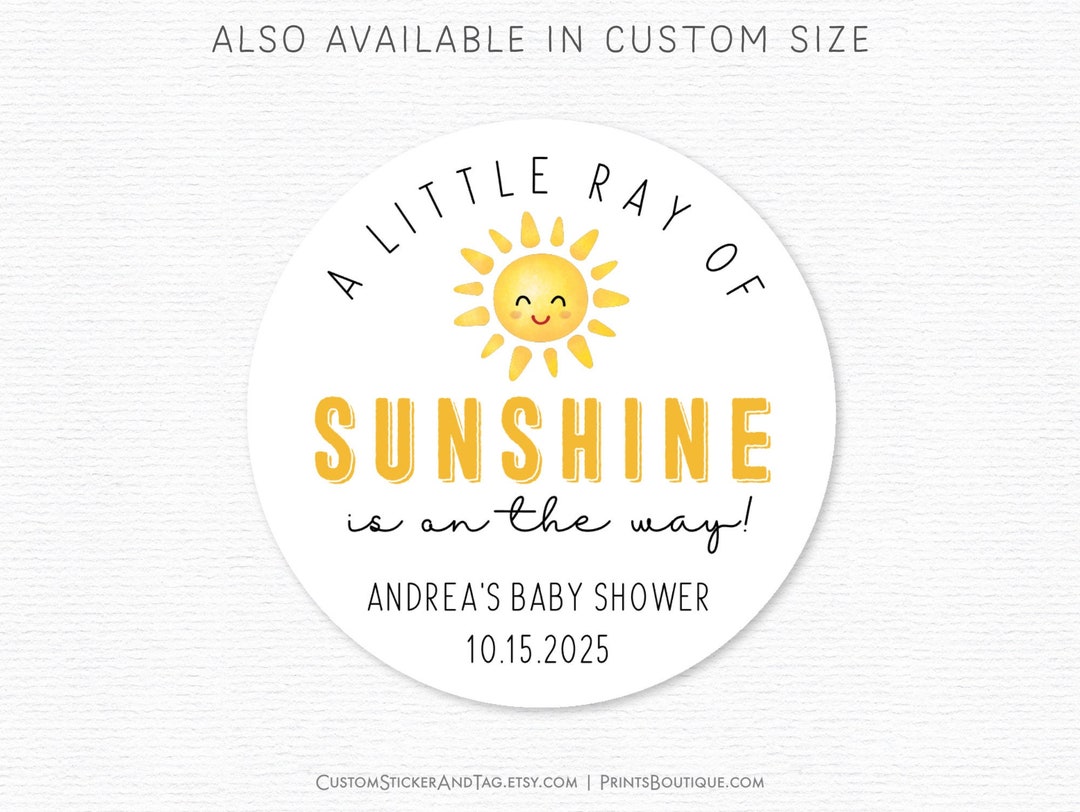 A Little Ray of Sunshine is on the Way, Sun Baby Shower Stickers ...