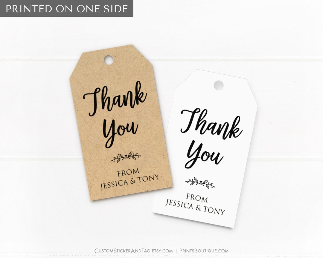 Thank You Tags, Personalized With Your Names, Minimalist Design Custom ...