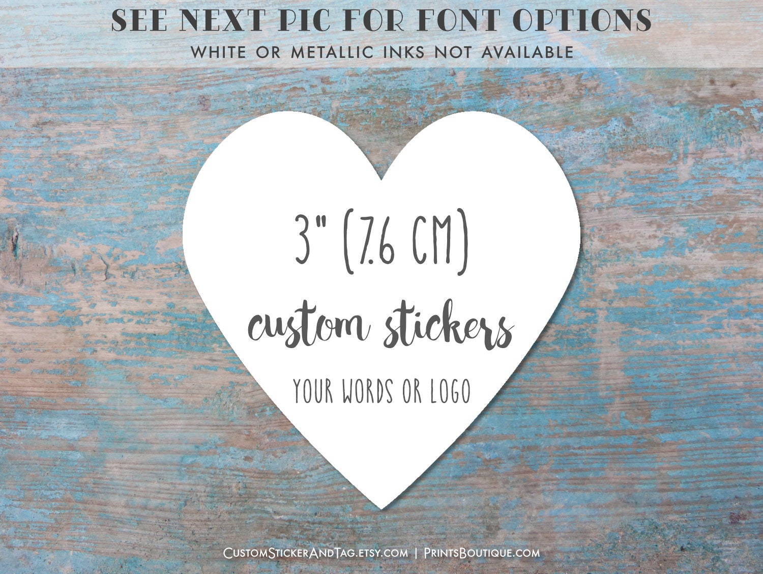 Custom 3 Heart Stickers With Your Words Or Logo | Etsy