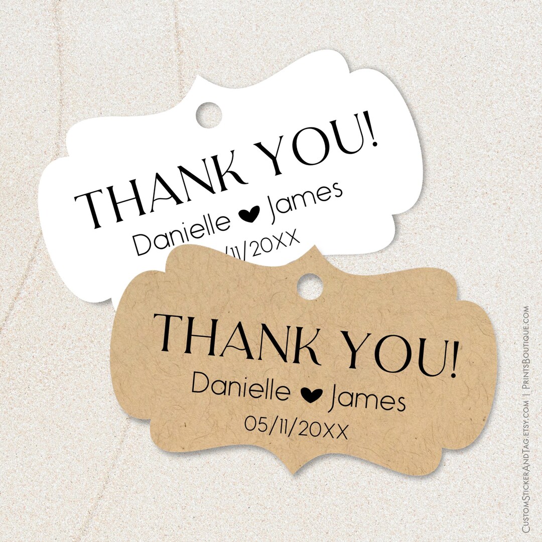 Thank You Mini Tags, Personalized With Your Names and Wedding Date ...