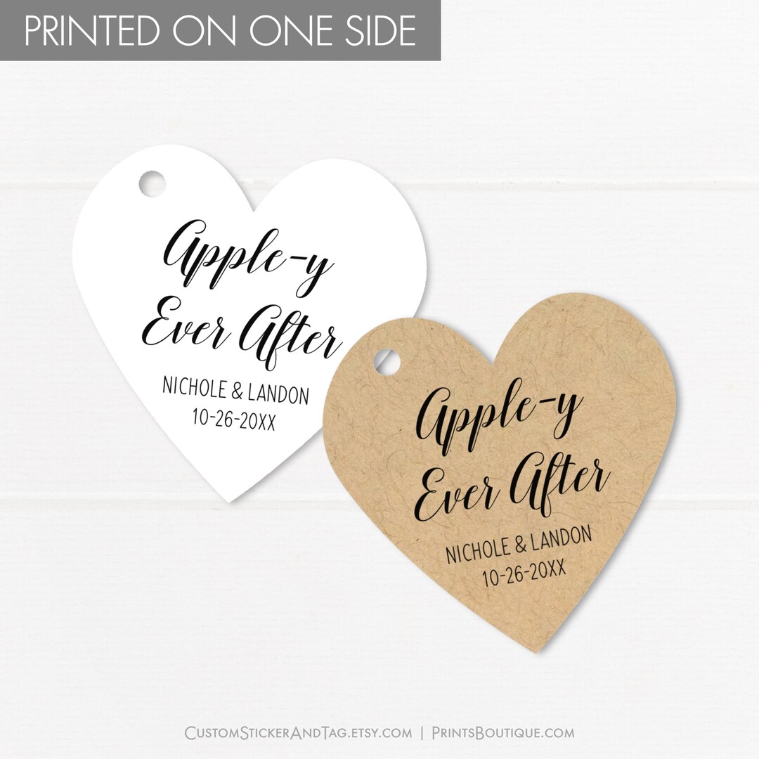 Apple-y Ever After, Heart Tags for Candy Apples, Personalized Wedding ...