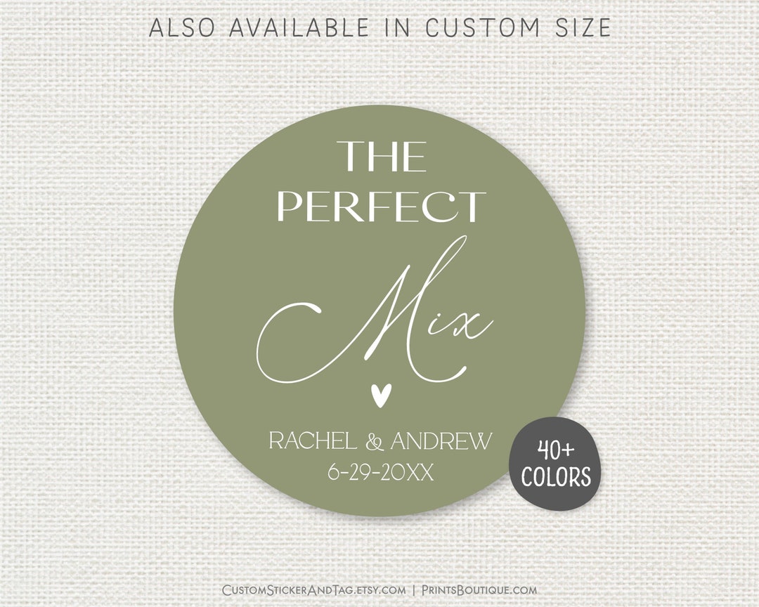 The Perfect Mix, Personalized Wedding Stickers, Custom Round Labels in ...