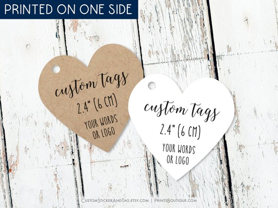 Custom heart tags with your word or logo 2.4 in size | Etsy