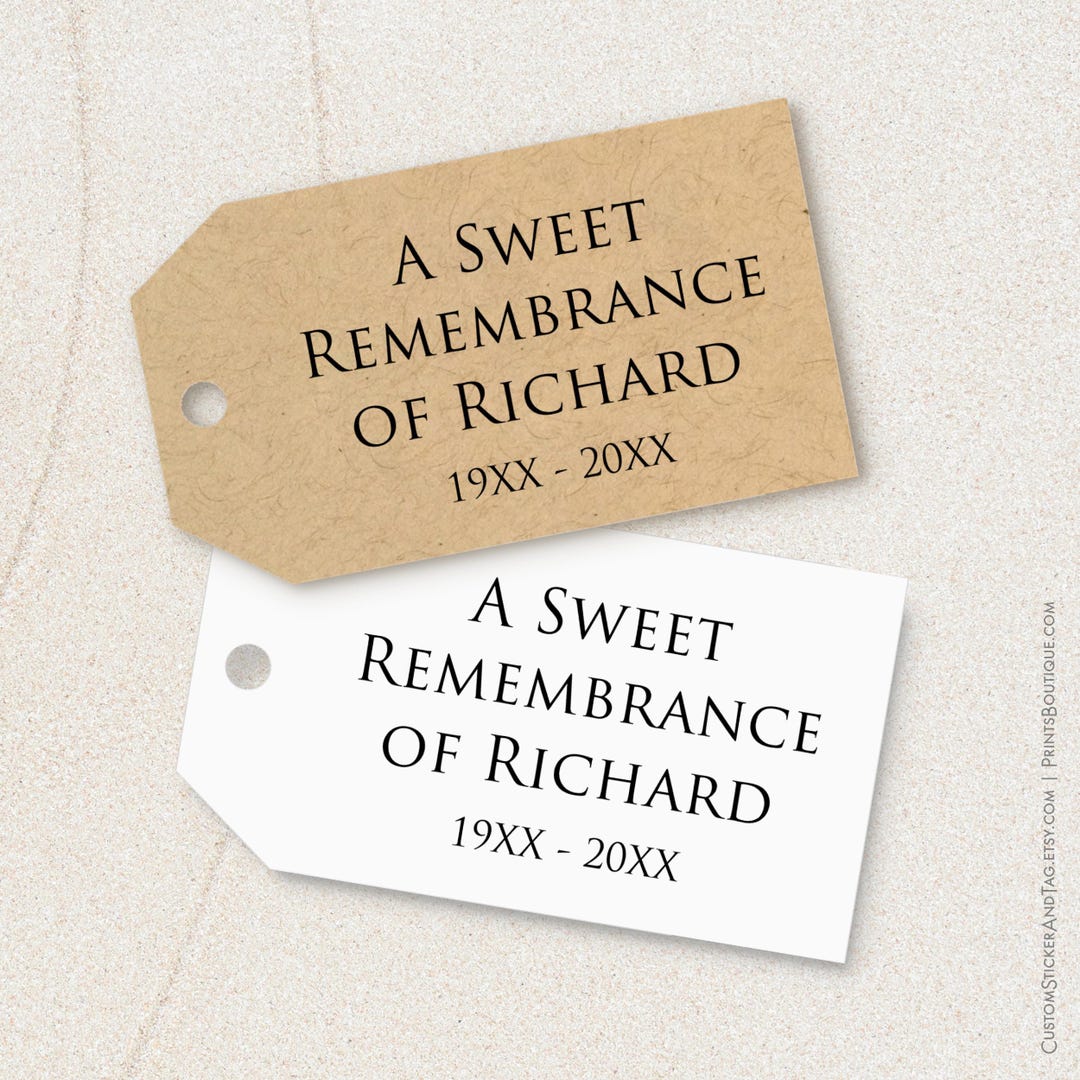 Memorial Service Tags, Personalized Hang Tags, Elegant Celebration of ...