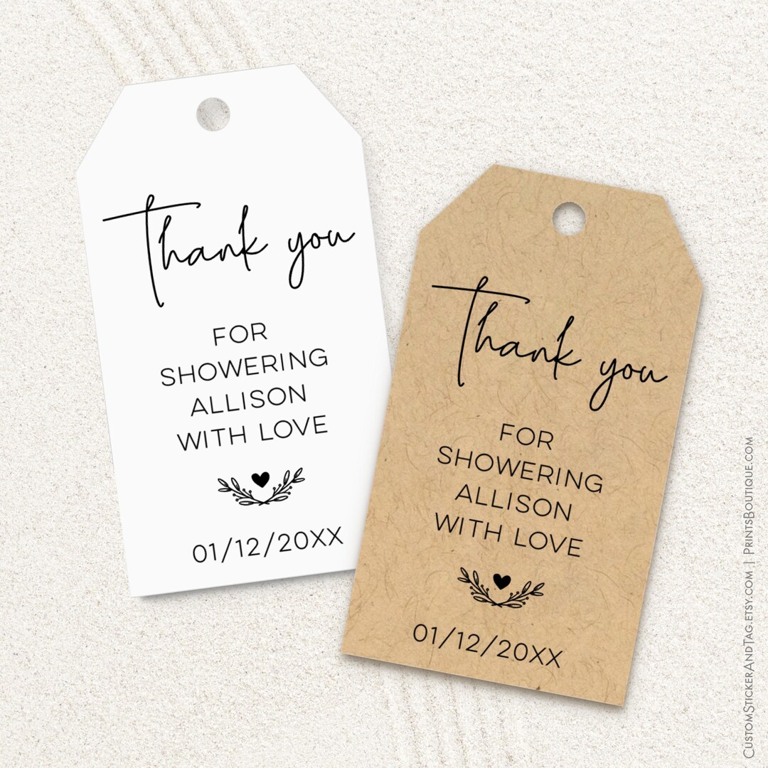 Thank You for Showering With Love Personalized Bridal Shower Tags for ...
