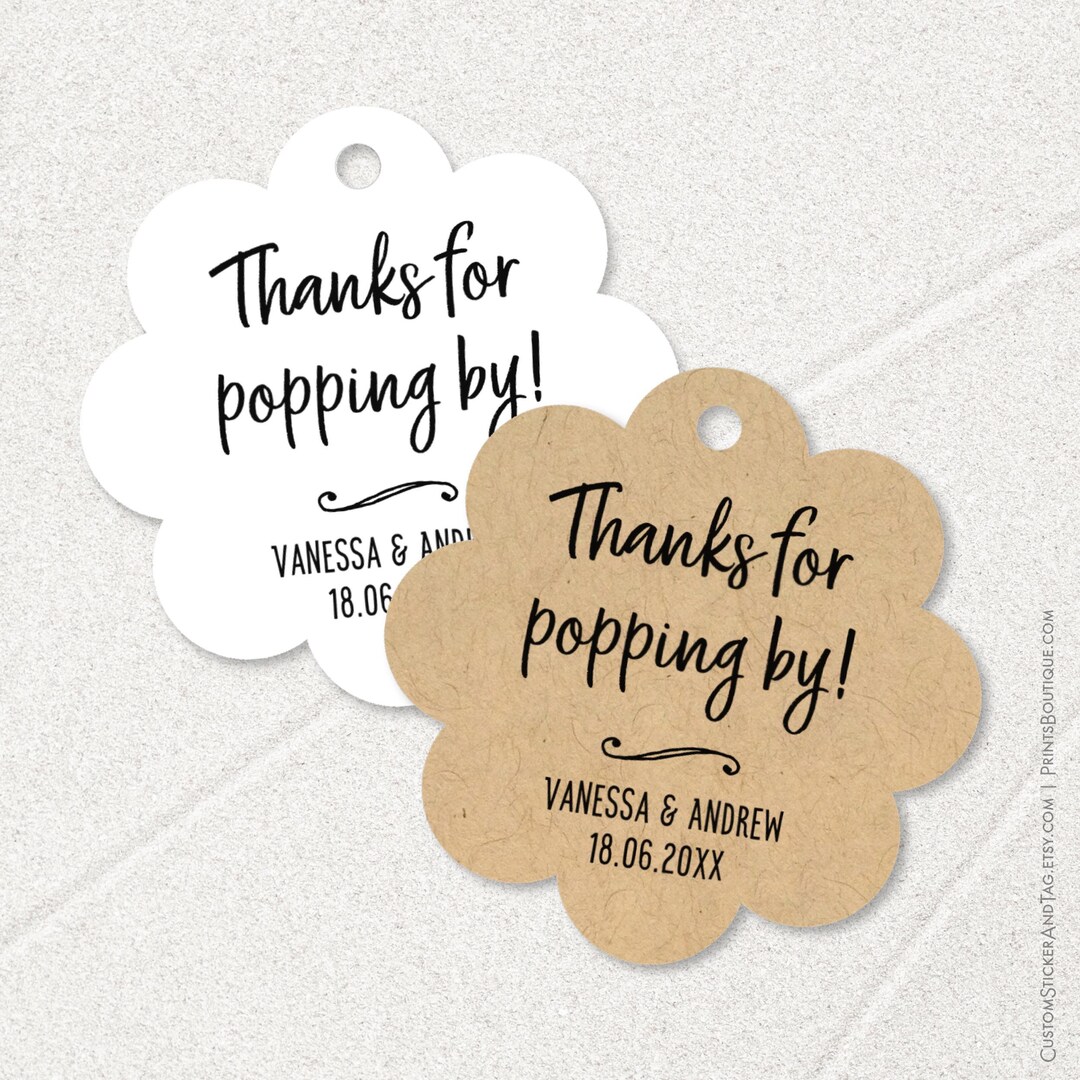 Thanks for Popping by Personalized Popcorn Favor Tags, Wedding and Baby ...