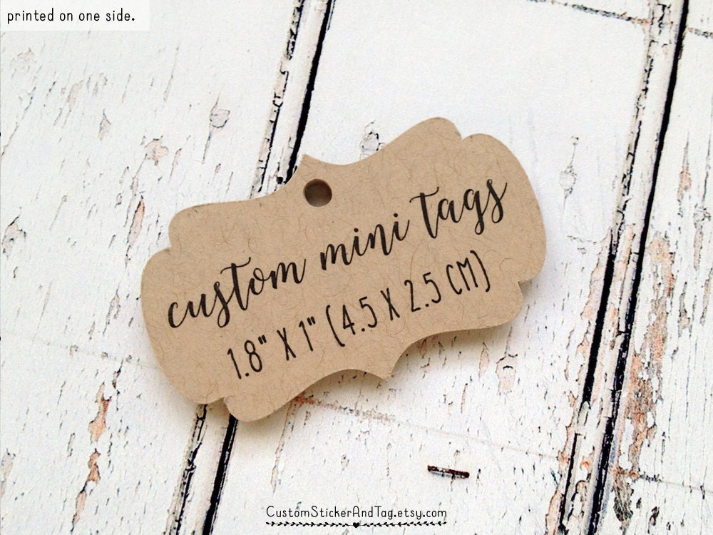 60 custom MINI tags 1.8 x 1 inch with your text or logo | Etsy