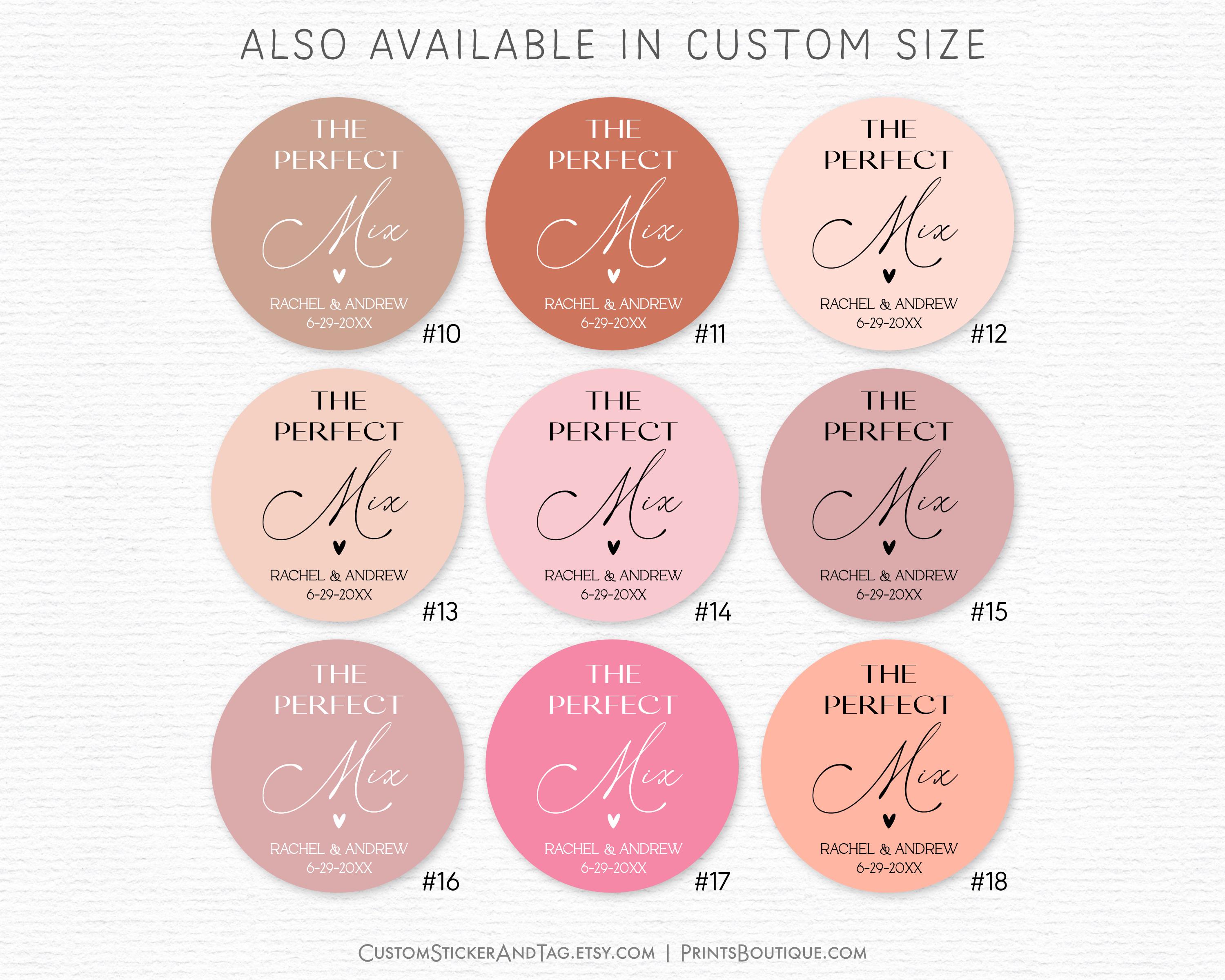 The Perfect Mix, Personalized Wedding Stickers, Custom Round Labels in ...