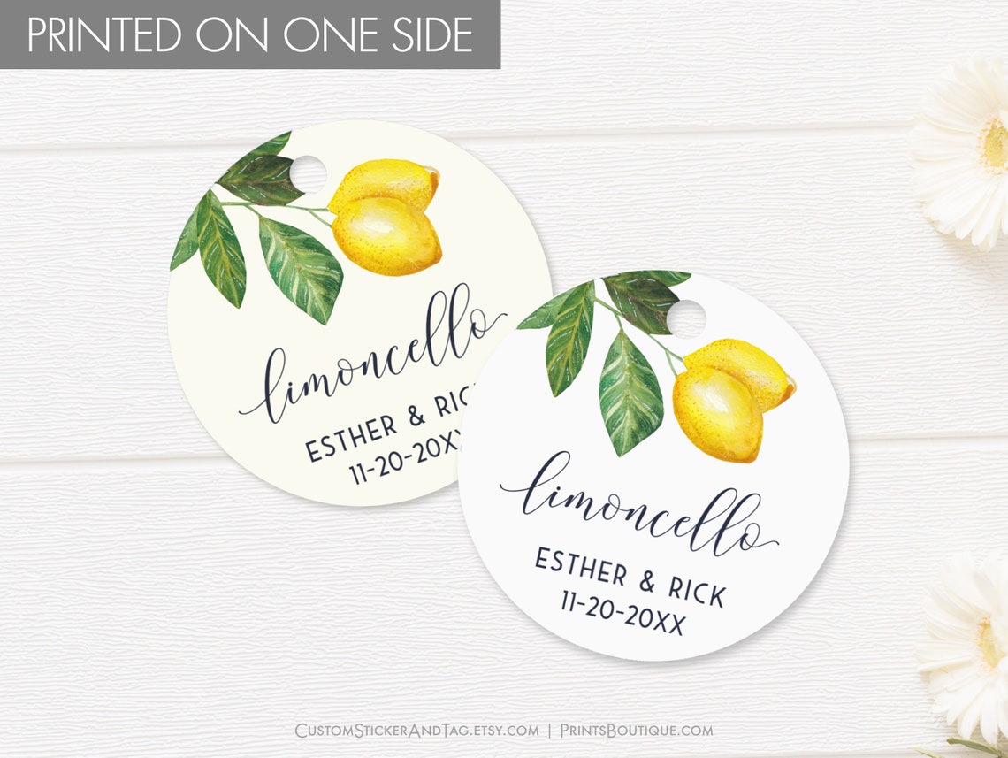 Personalized Limoncello Tags, Italian Wedding Favors, Round Gift Tags ...