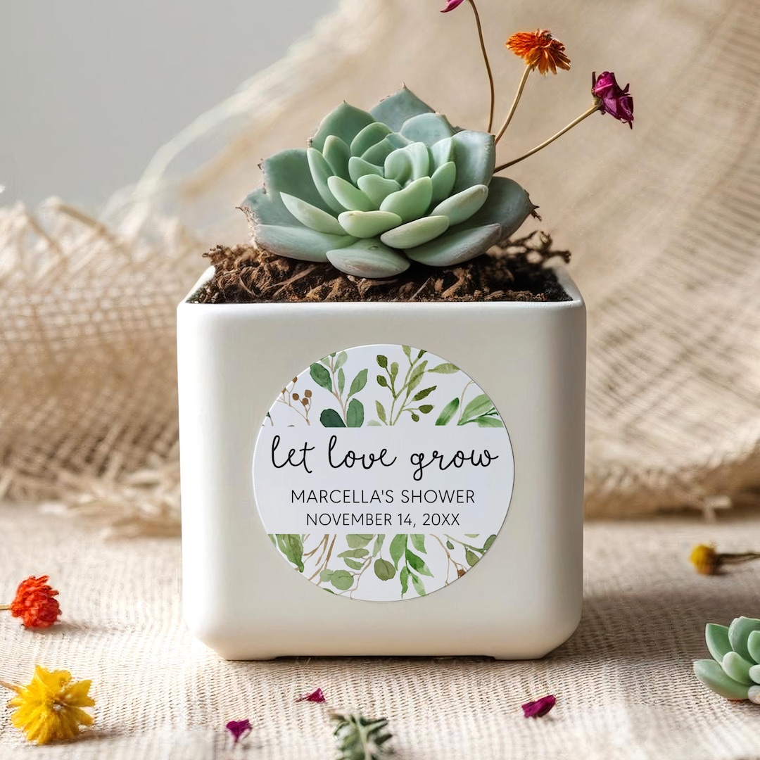 Let Love Grow Stickers, Succulent Label Favors, Bridal Shower Gift ...