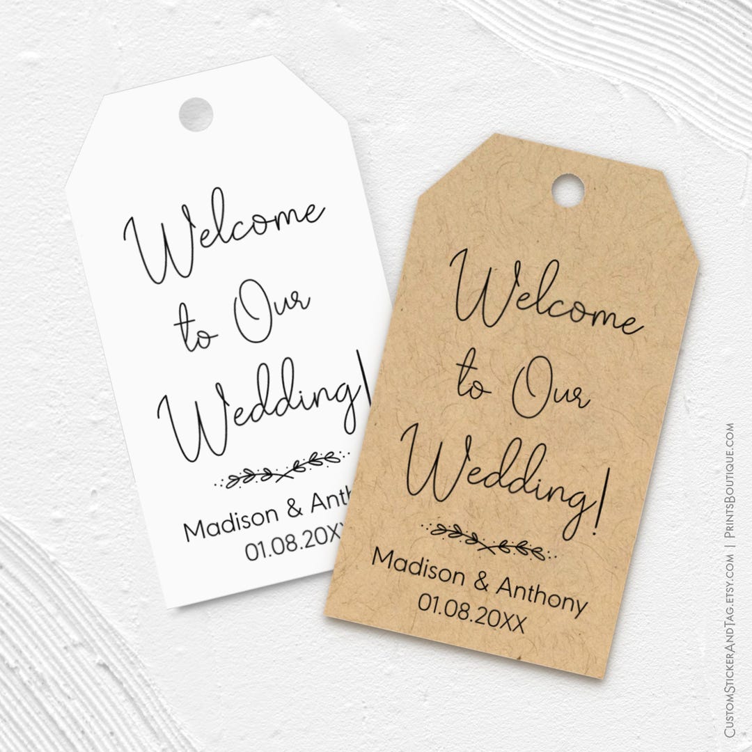 Welcome to Our Wedding, Hotel Bag Tags, Hang Tags for Wedding Favors ...