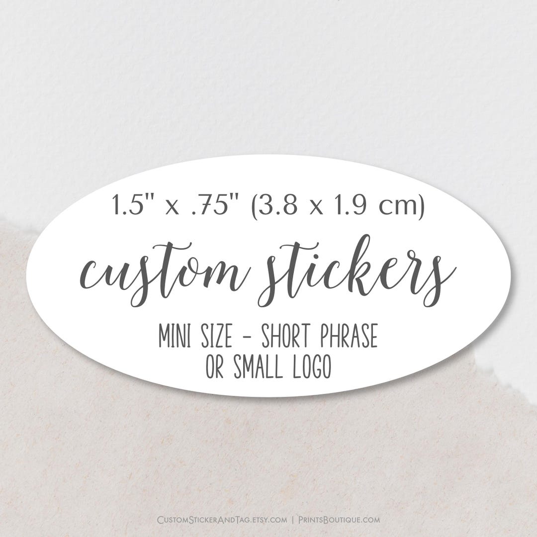 Mini Custom Stickers Personalized With Your Words or Logo, Oval Shape 1 ...