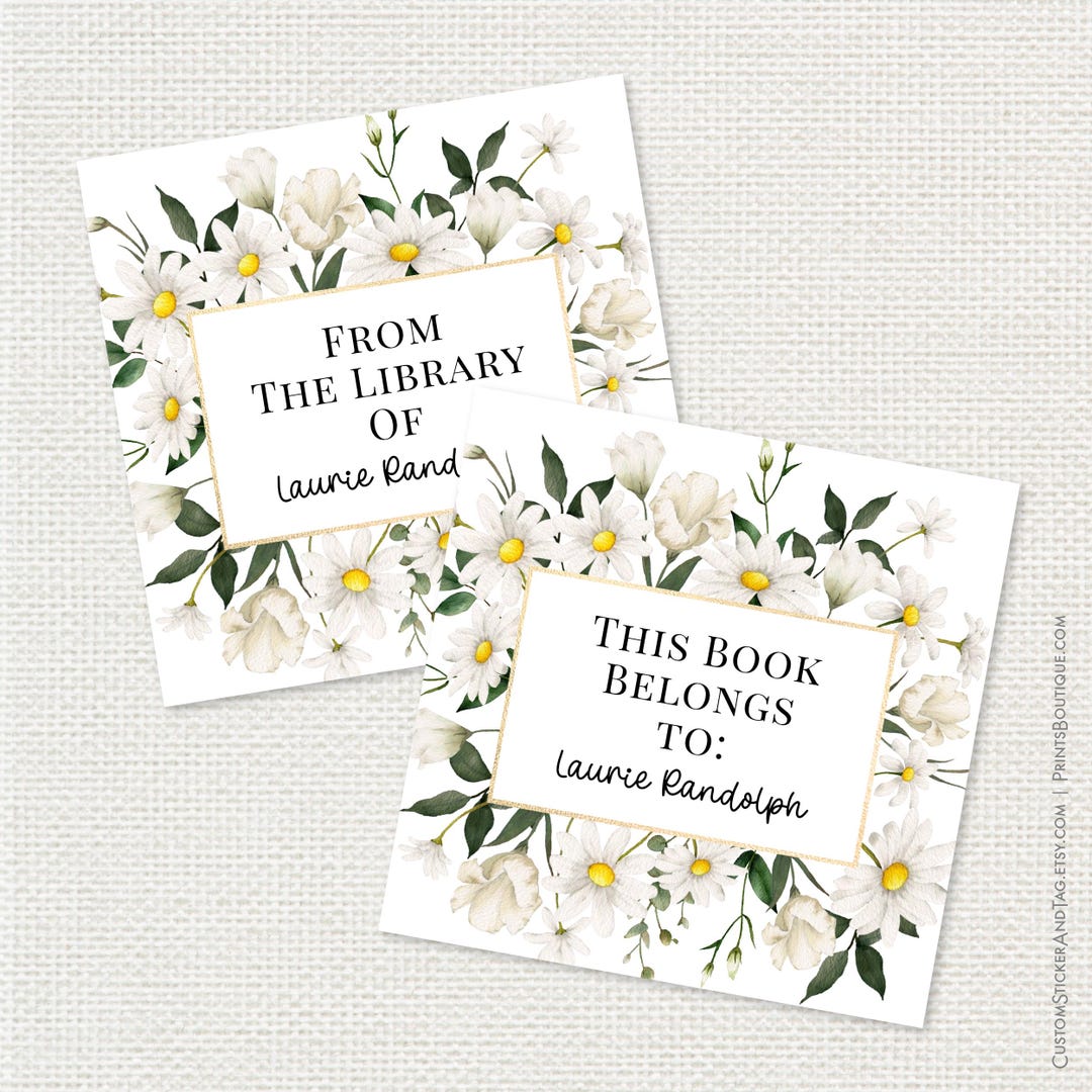 Bookplate Floral Labels, From the Library Of, This Book Belongs To ...