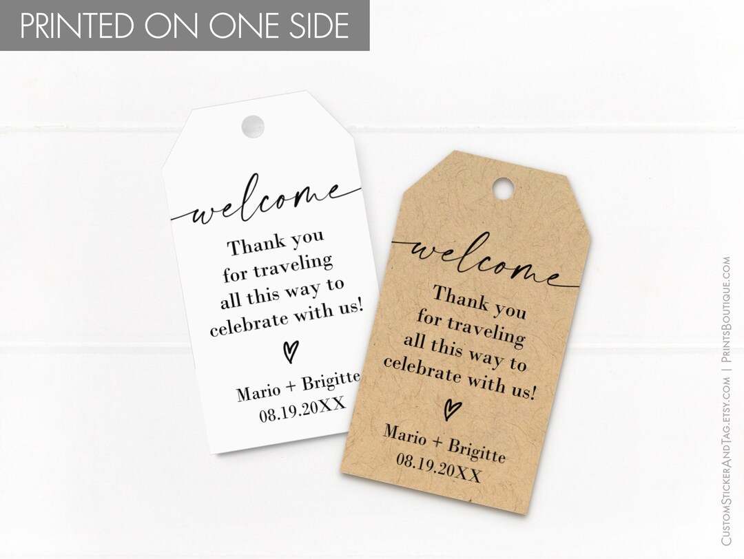 Welcome Tags, Personalized Tags for Goodie Bags, Modern Script Font ...