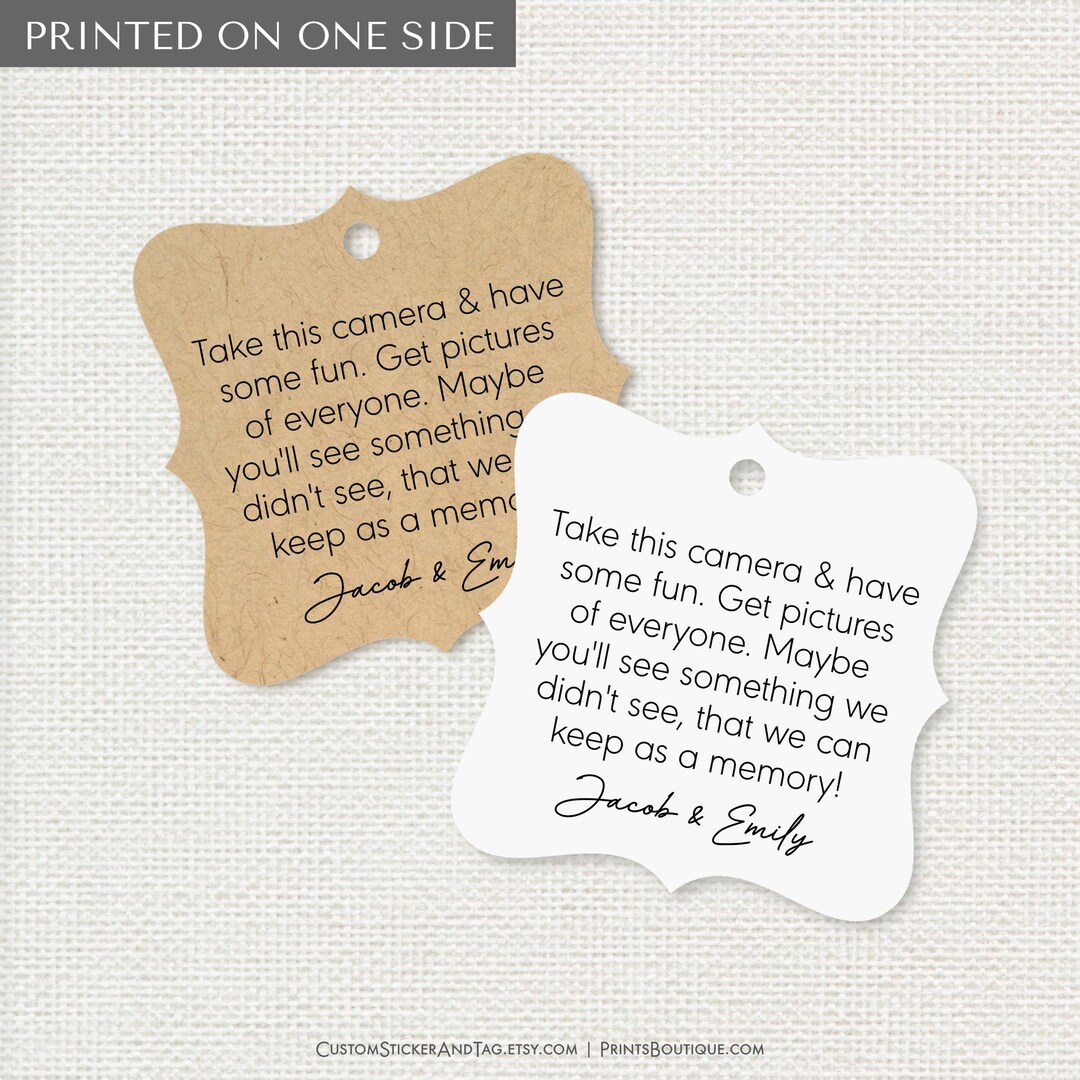 Custom Tags for Instant and Disposable Cameras at Wedding Reception ...