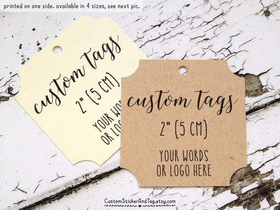 Custom Square Tags With Cutout Corners Personalized With Your | Etsy