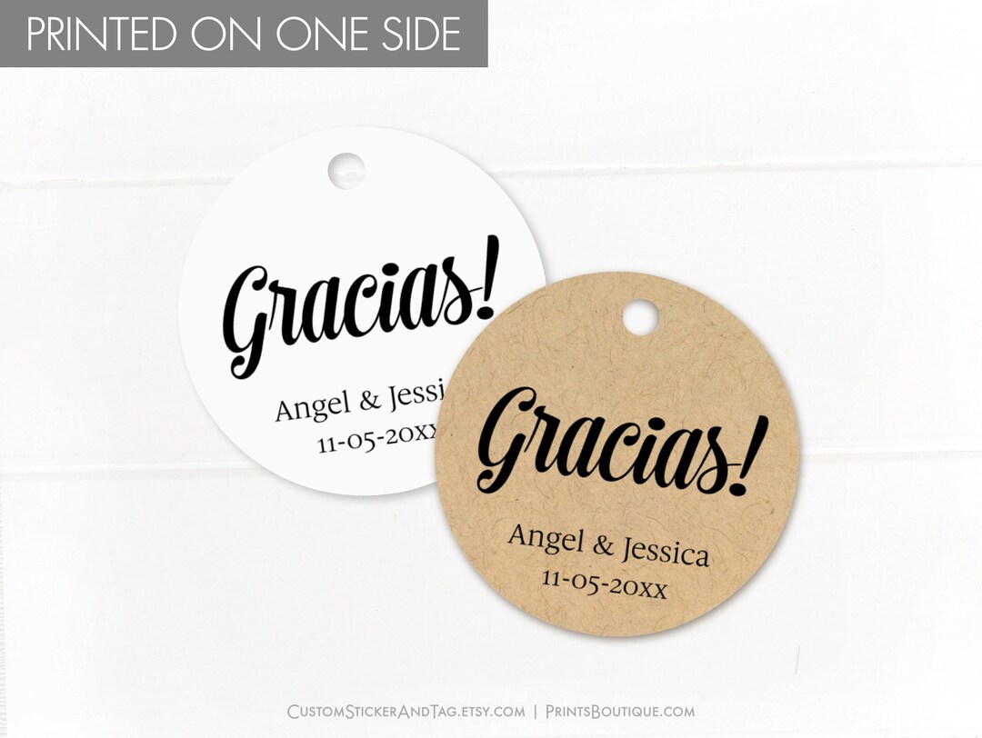 Gracias Tags, Personalized Wedding Tags for Favors and Gifts, Mexican ...