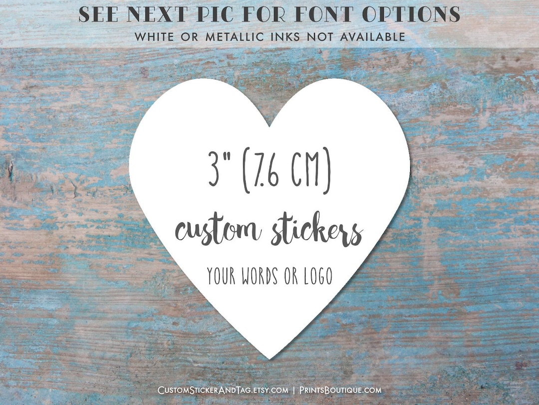 Custom 3 Heart Stickers With Your Words or Logo - Etsy