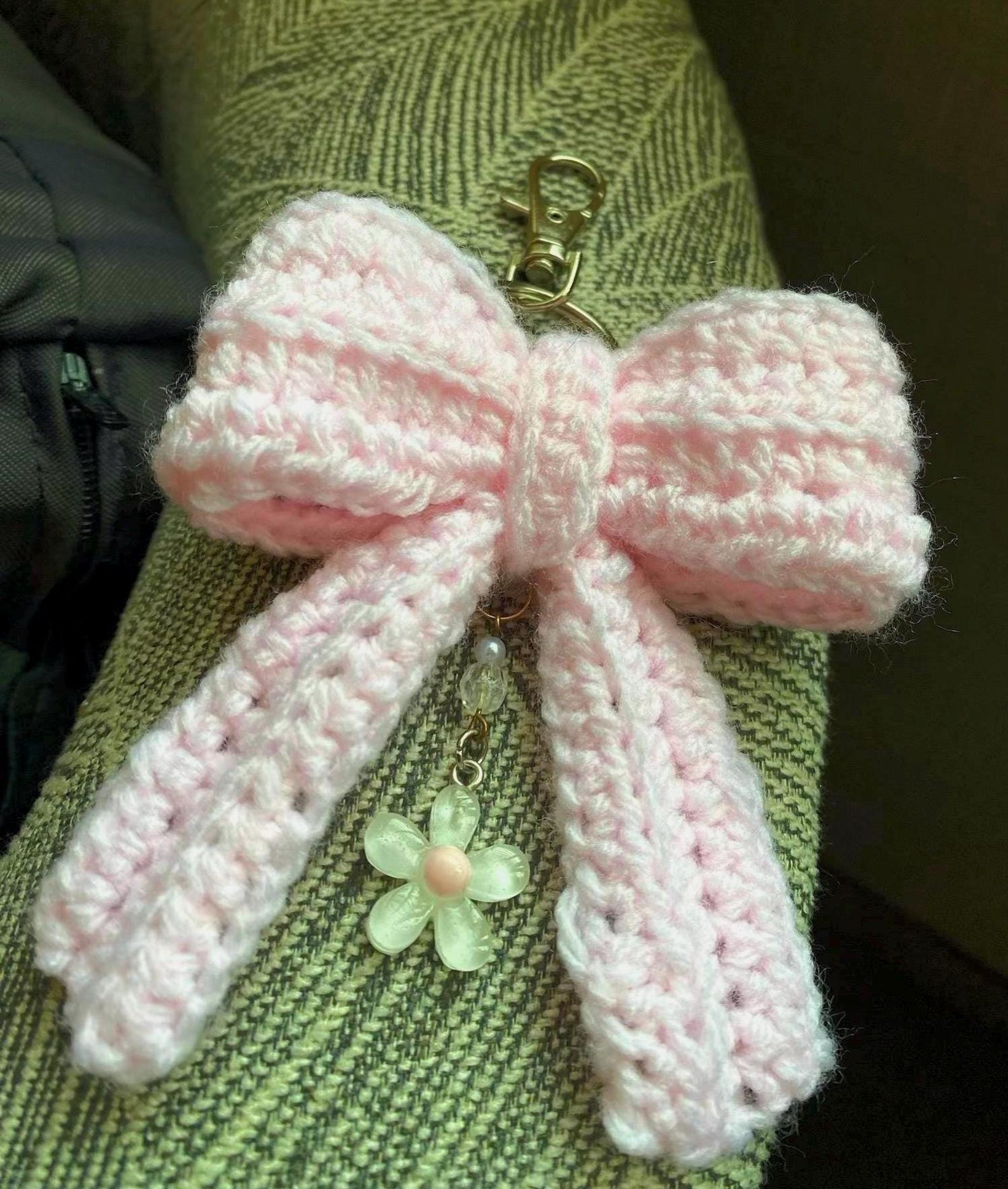 Coquette Crochet Keychain Bow Charm - Etsy