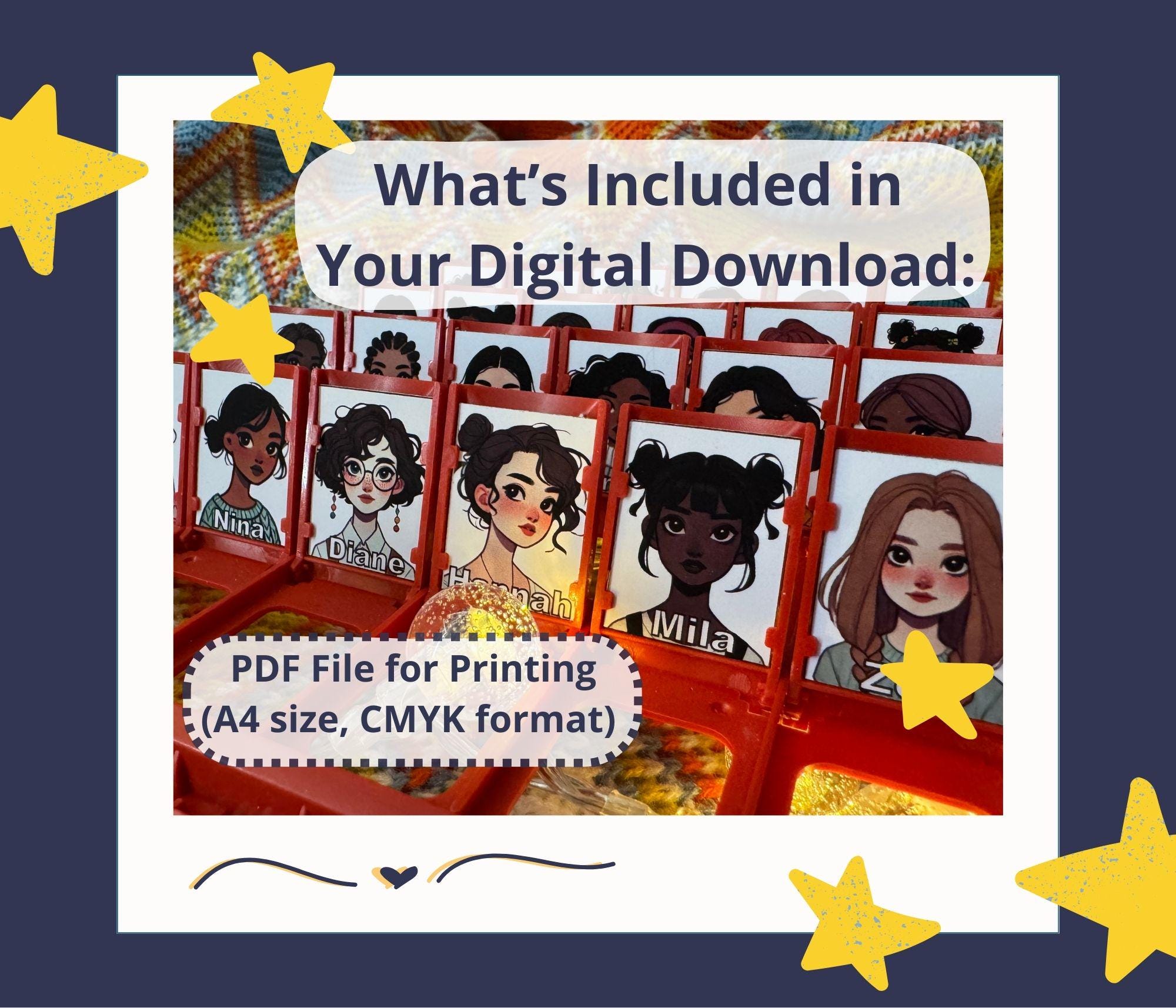 Teen Party Game Guess Who Female Character Printable DIY Fun Family ...