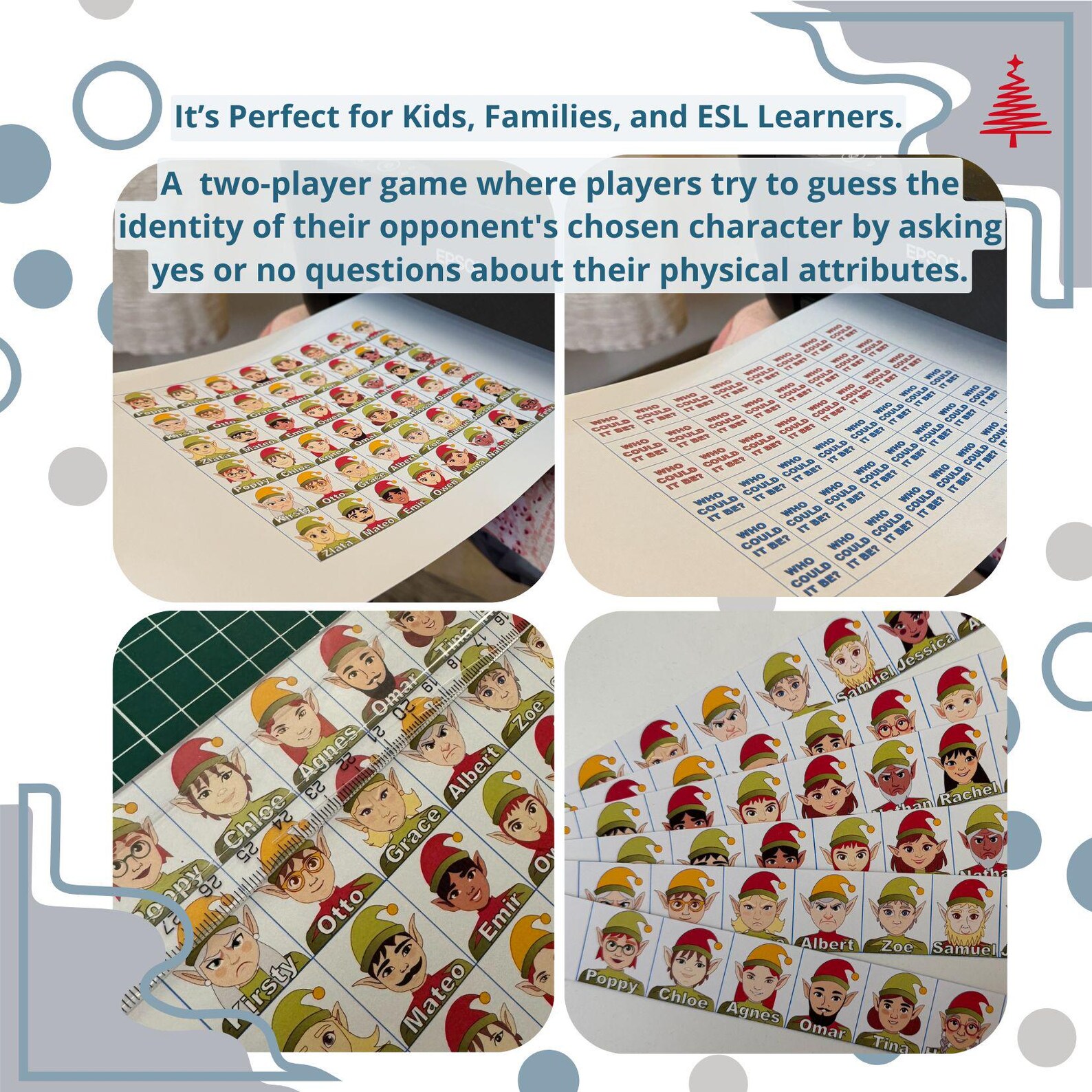 Christmas Guess Who Printable Kids Game | Holiday Game for Children ...