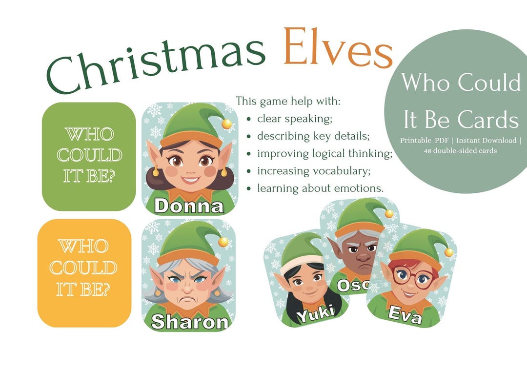Printable Kids Game Preschool Activity Christmas Elves Fun Digital ...