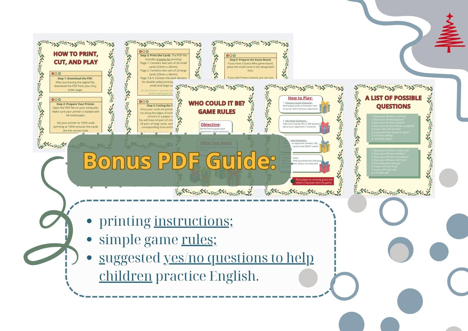 Christmas Guess Who Printable Kids Game | Holiday Game for Children ...