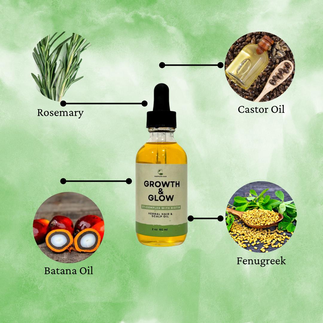 Growth Glow Hair Oil 37+herbal Complex With Biotin 100 % Organic Mega ...