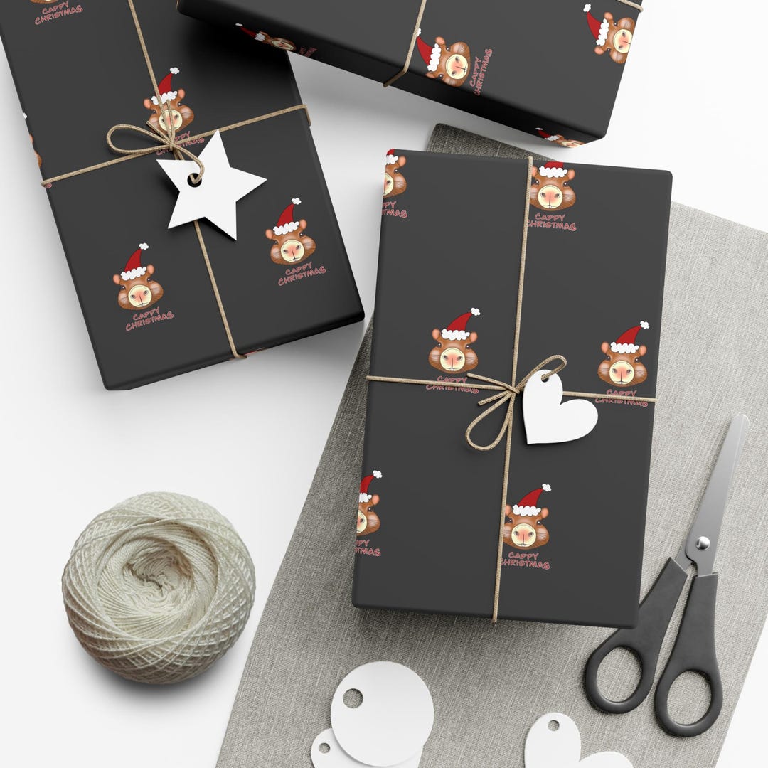 Cappy Christmas, Capybara Christmas Gift Wrapping Paper, Cute Animal ...