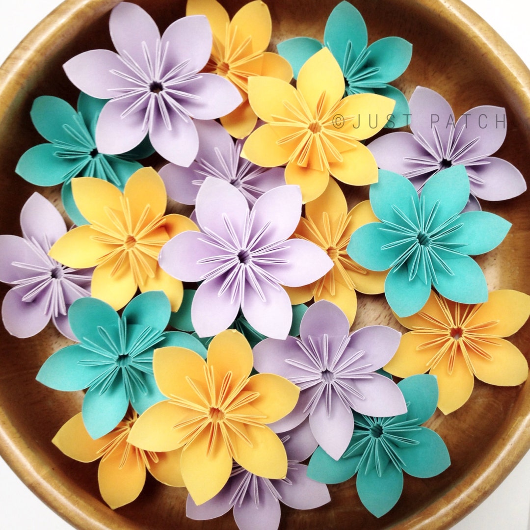 Teal + Peach + Lilac | 100 Origami Flowers + Free Shipping - Etsy