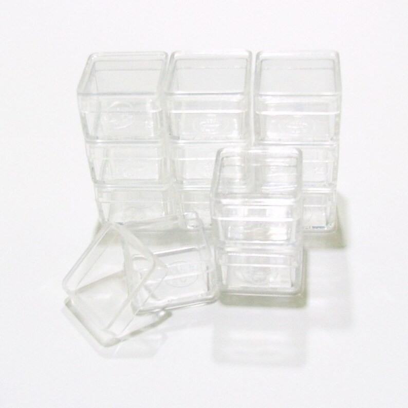 Tiny Clear Plastic Box 12pcs Square Boxes - Etsy