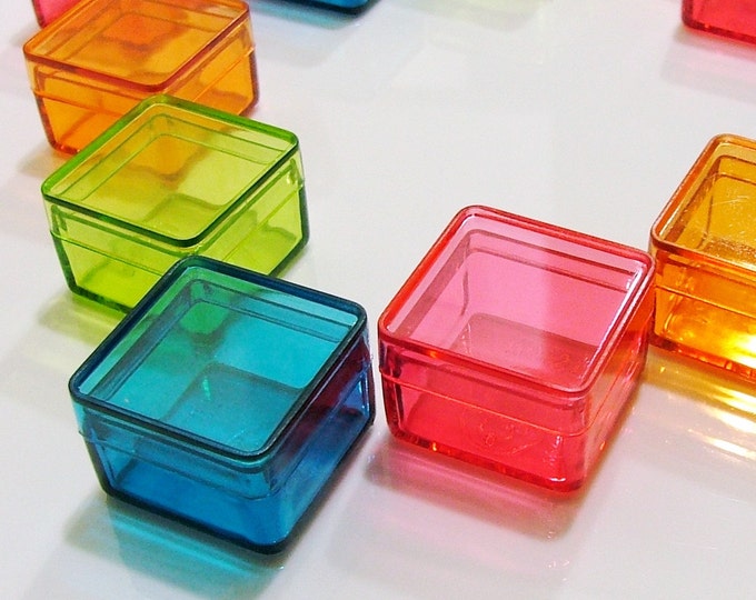 Tiny Color Plastic Box - 12pcs Square Boxes - Etsy