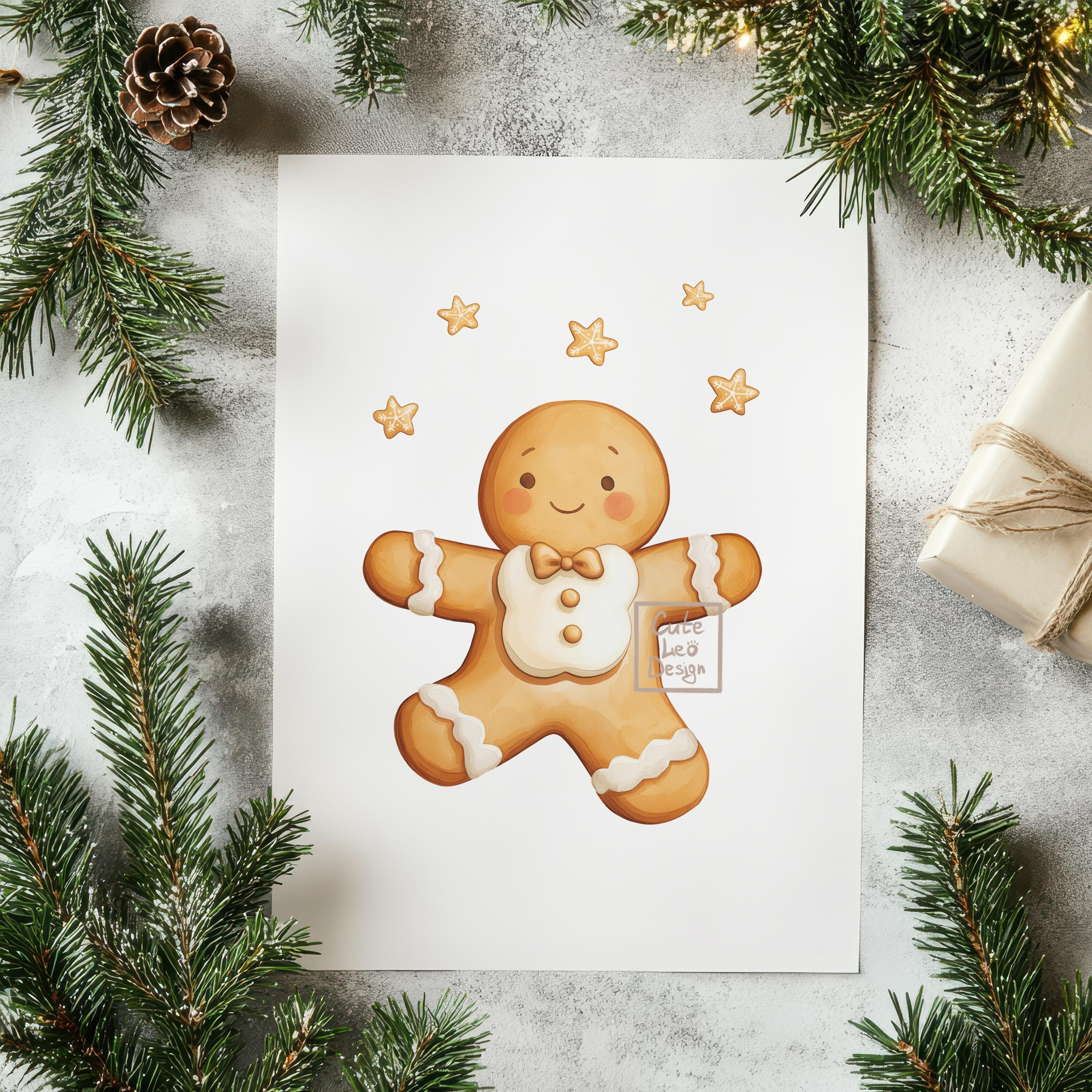 Gingerbread Man PNG, Christmas Cookie Clipart, Holiday Digital Download ...