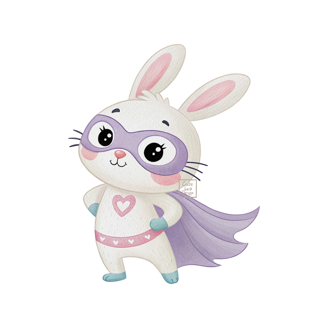 Superhero Bunny PNG Clipart, Rabbit in Cape Art for Crafts, Digital ...