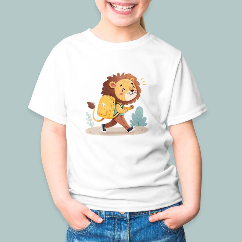 Back to School Lion Clipart, Cute Backpack Illustration (PNG) - Etsy