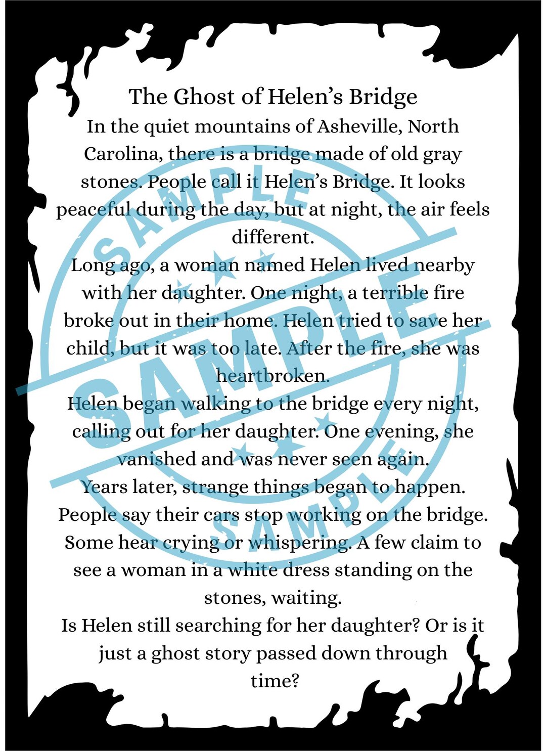 Haunted History Reading Comprehension Worksheet | Helen’s Bridge | 4th ...