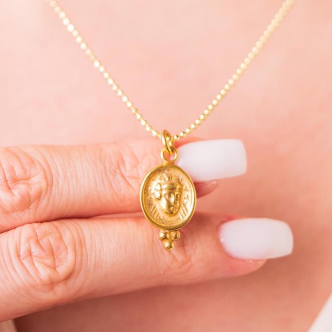 Medusa Intaglio Coin Necklace: 24K Gold Vermeil, Sterling Silver - Etsy