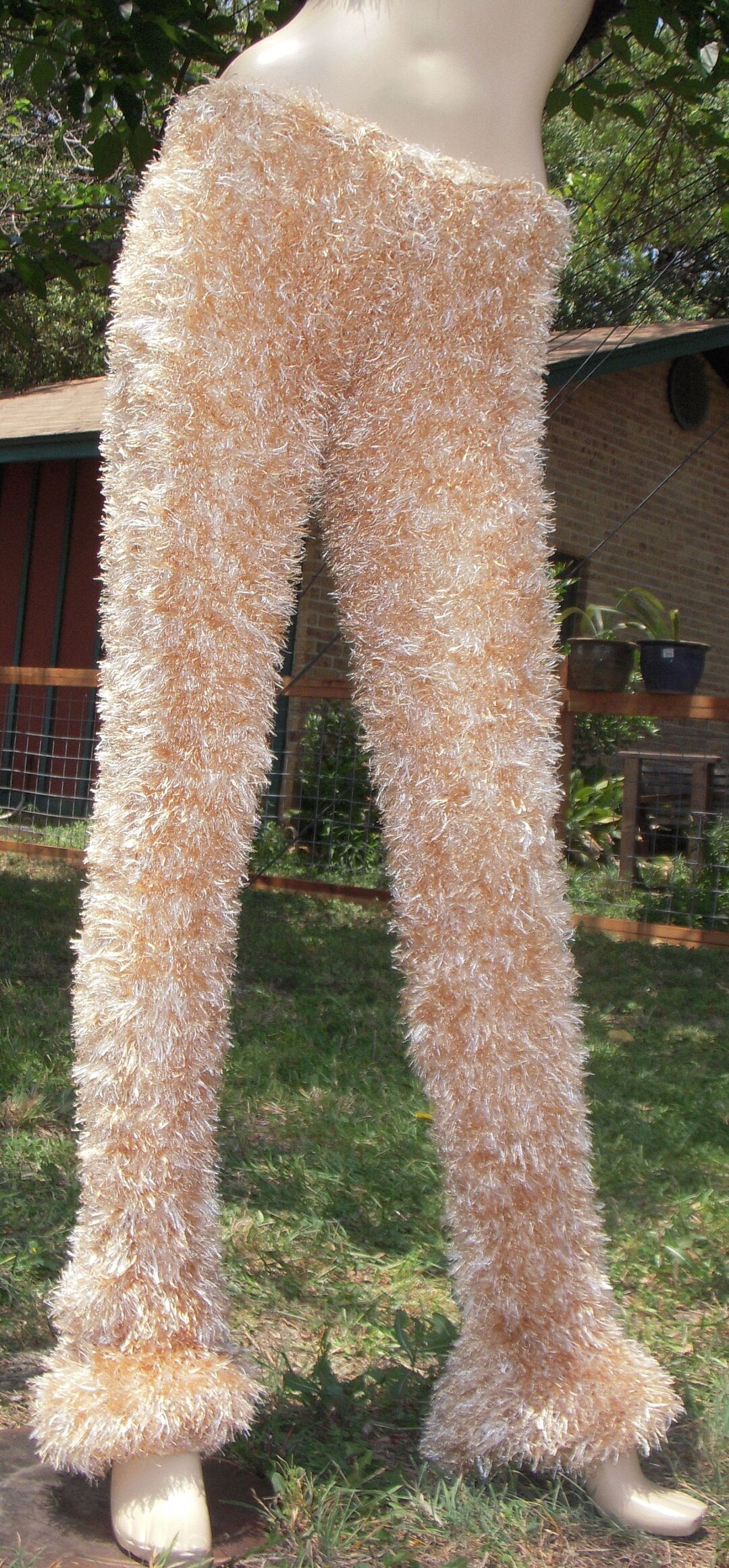 Magic Fuzzy Animal Costume Pants: Tan-white Stretchy Party Leggings - Etsy