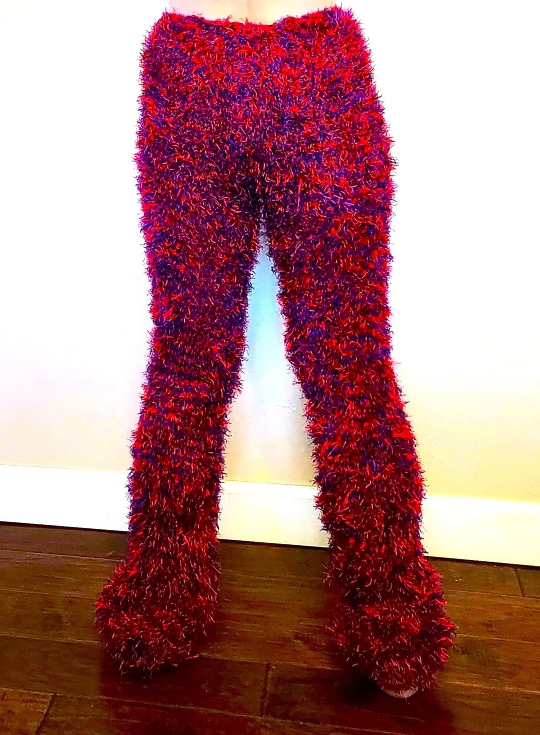 Red/royal Mix Magic Fuzzy Pants Furry Stretchy Animal Legs Furry Muppet ...
