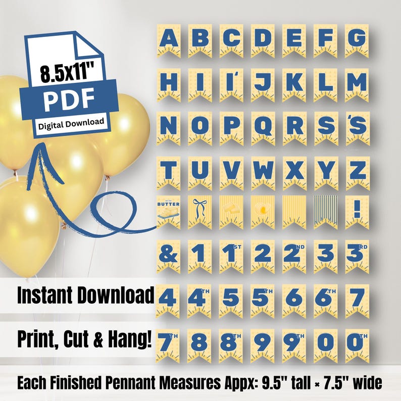 Printable DIY Event Banner Butter Theme Birthday Party Pennant ...