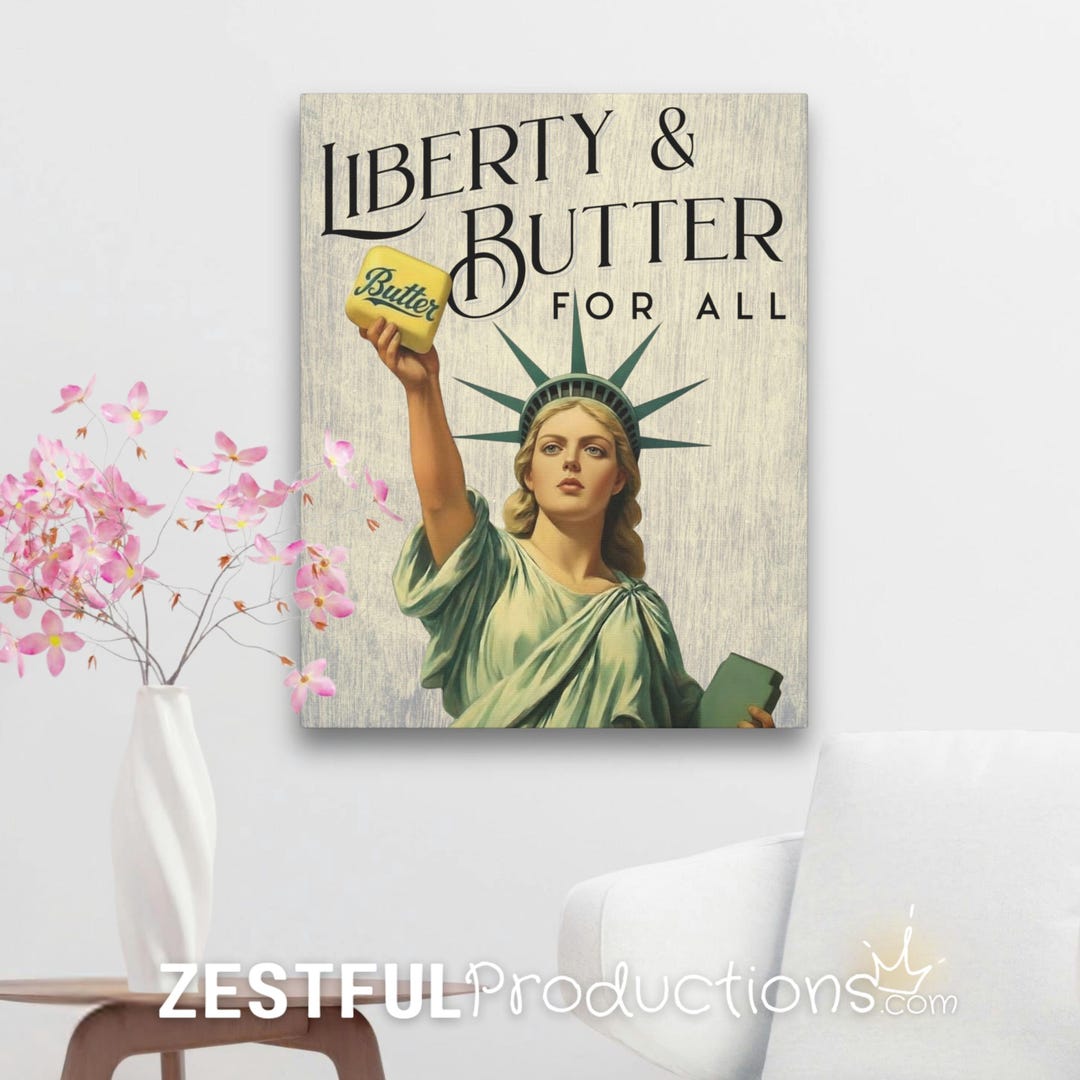 Butter Print Liberty Wall Art Parody Canvas Print Kitchen Decor Humor ...