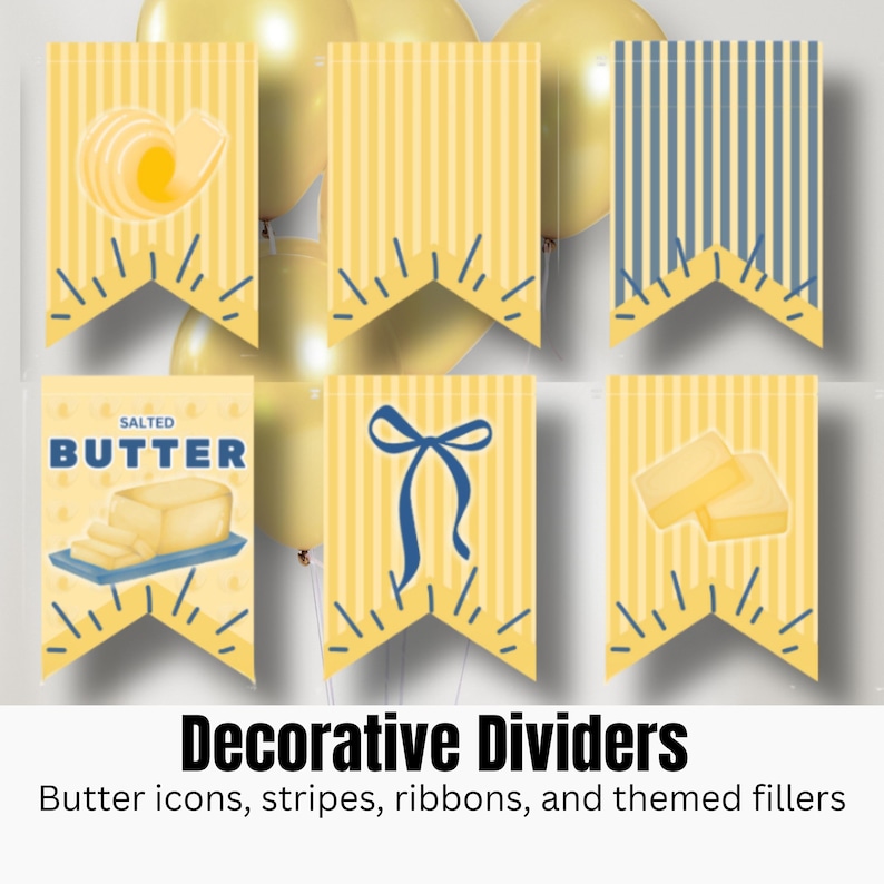 Butter Theme Banner Printable Alphabet Party Decoration Birthday ...