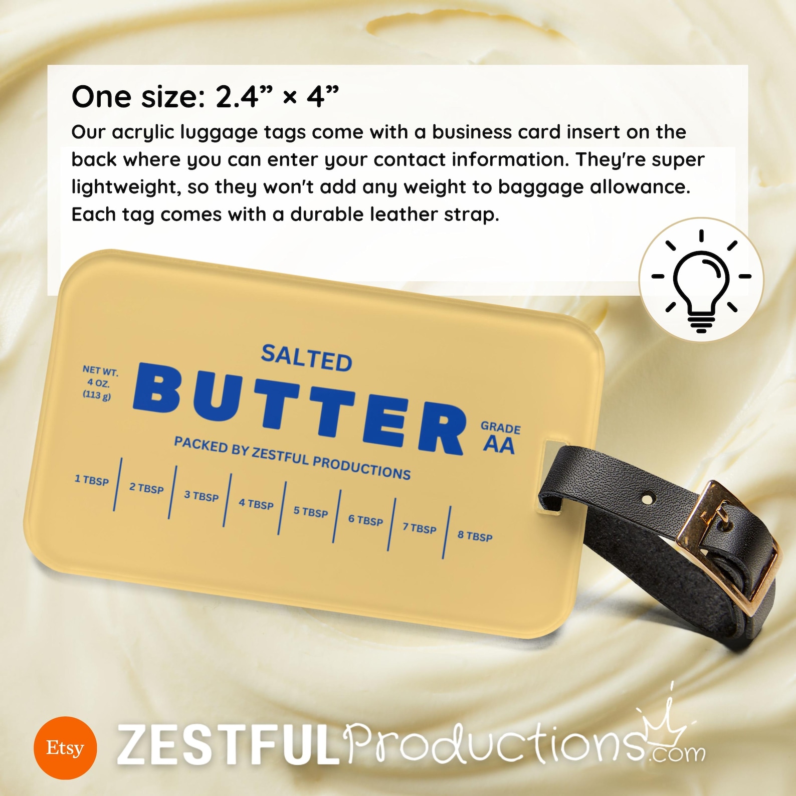 Salted Butter Stick Luggage Tag Funny Gift Idea Butter Lovers Chef ...