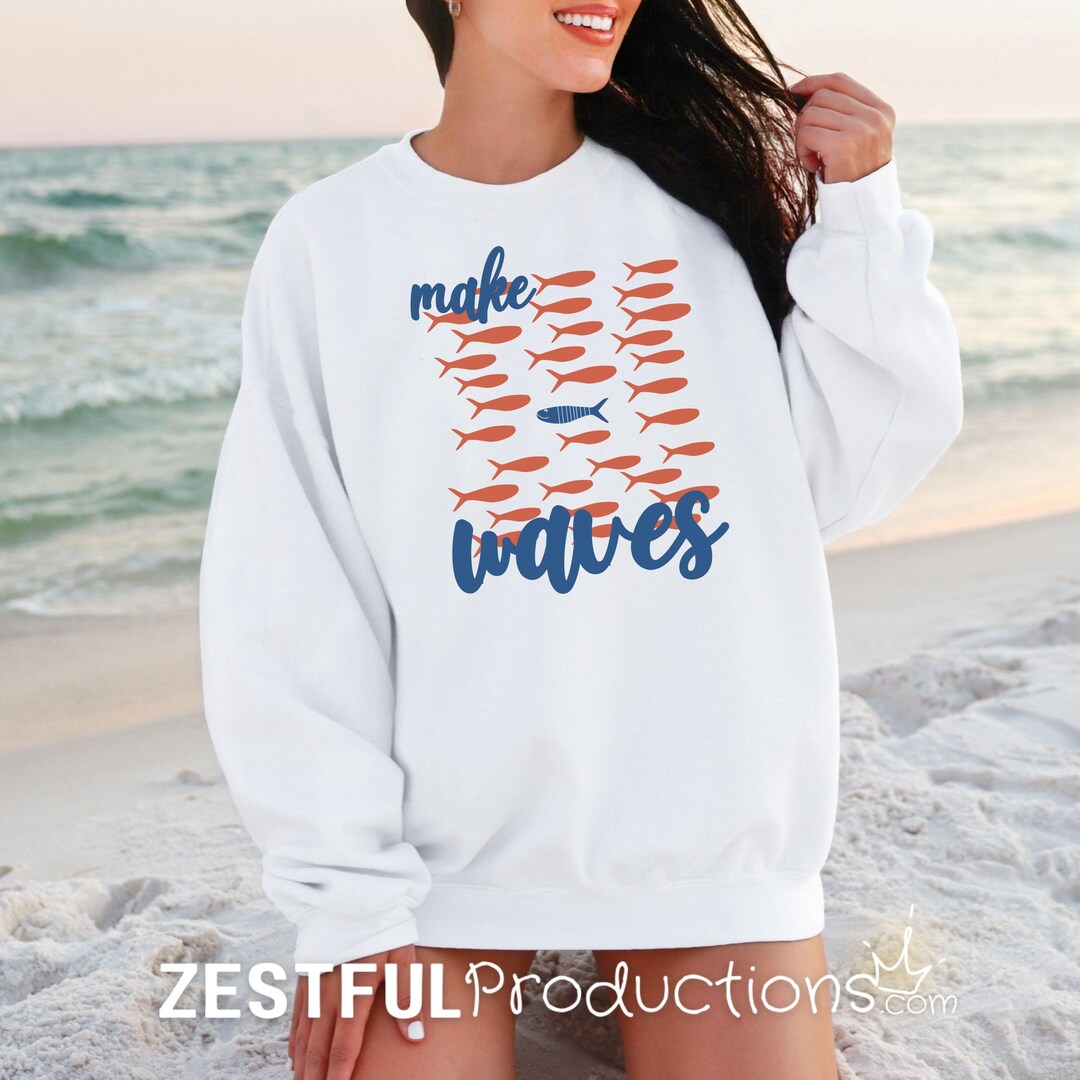 Make Waves Crewneck Sweatshirt, Unisex Casual Pullover, Perfect for ...
